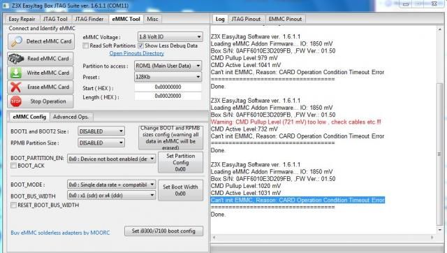 Can't init EMMC, Reason: CARD Operation Condition Timeout Error - GSM-Forum