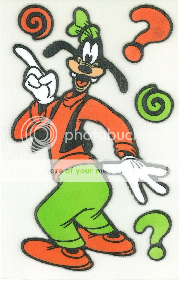 Sandylion Disney Stickers Puffy Goofy Swirl Question Marks Disneyland ...